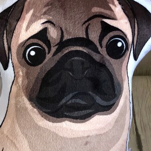 Pug Puppy Plush Pillow, Dog Shaped Throw Pillow, Hand Drawn Dog ...