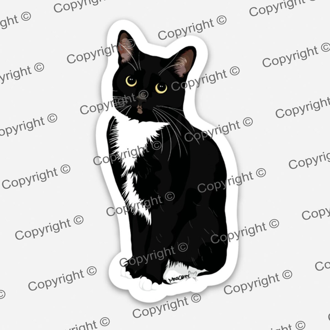 Tuxedo Cat Sticker Holographic Cat Vinyl Sticker DIE Cut Cat Sticker ...