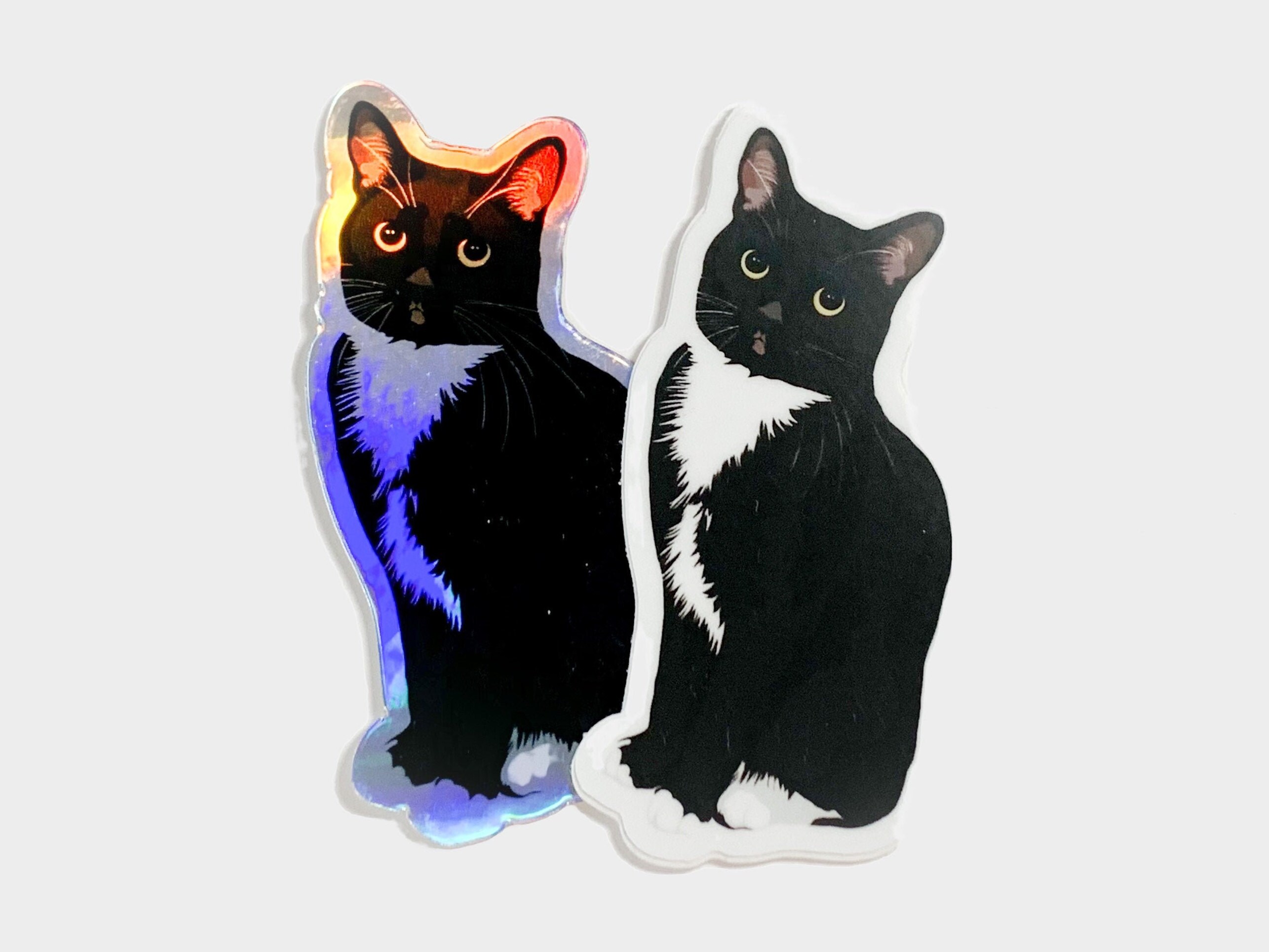 Tuxedo Cat Sticker Holographic Cat Vinyl Sticker DIE Cut Cat | Etsy