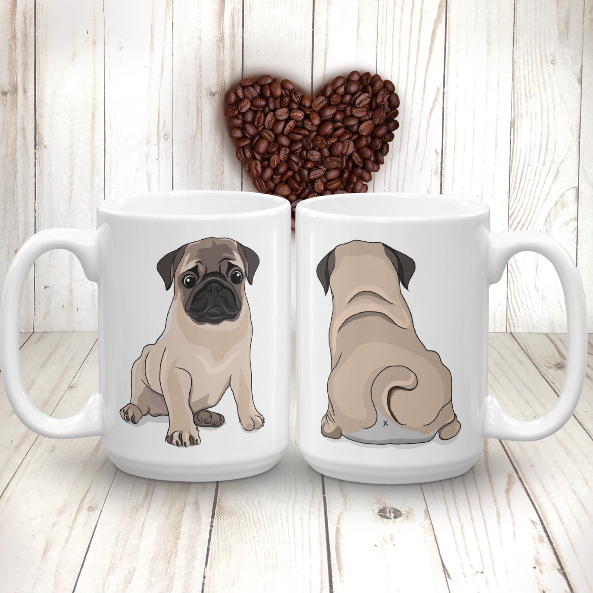 Pug Puppy Mug Pug Front and Butt Mug Dog Coffee Mug Cute | Etsy