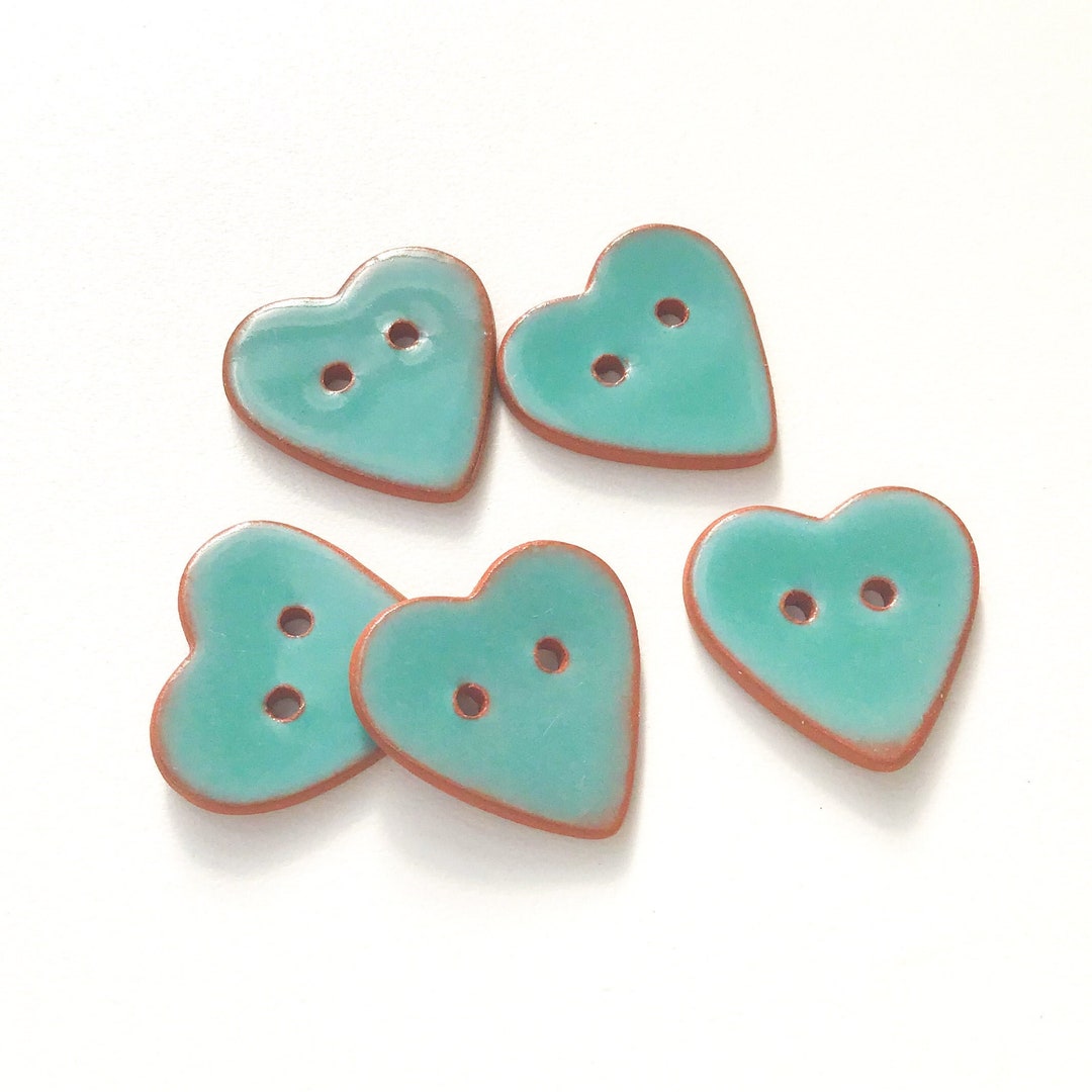 Turquoise Heart Buttons Ceramic Heart Buttons 7/8 - Etsy