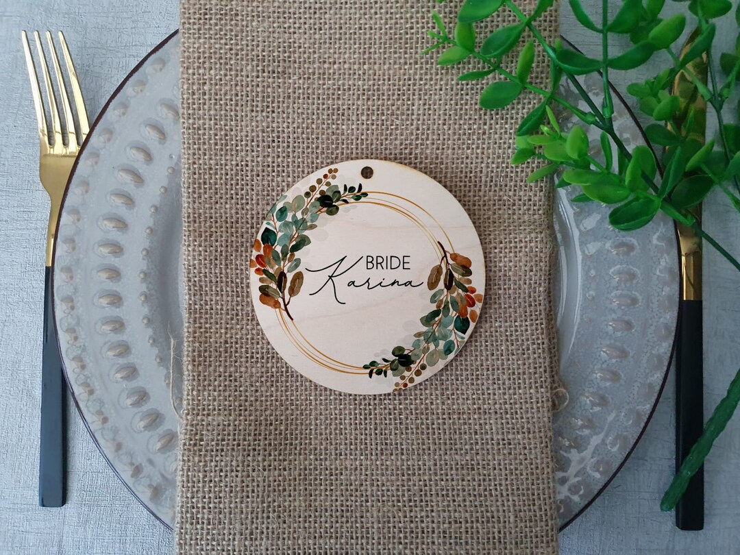 Wooden Wedding Table Decor Discs, Wooden Name Place Plaques ...