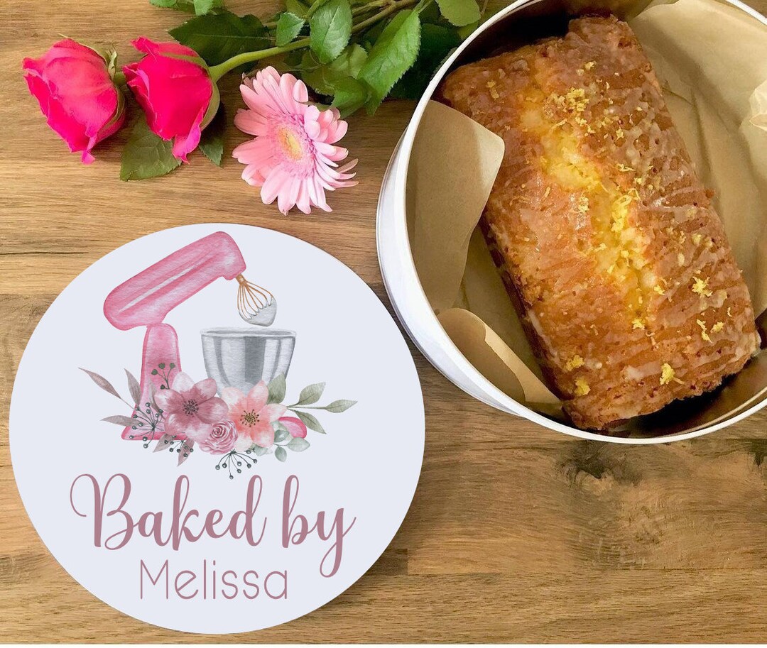 Baked by Personalised Cake Tin, Personalised Baking Tin, Watercolor ...