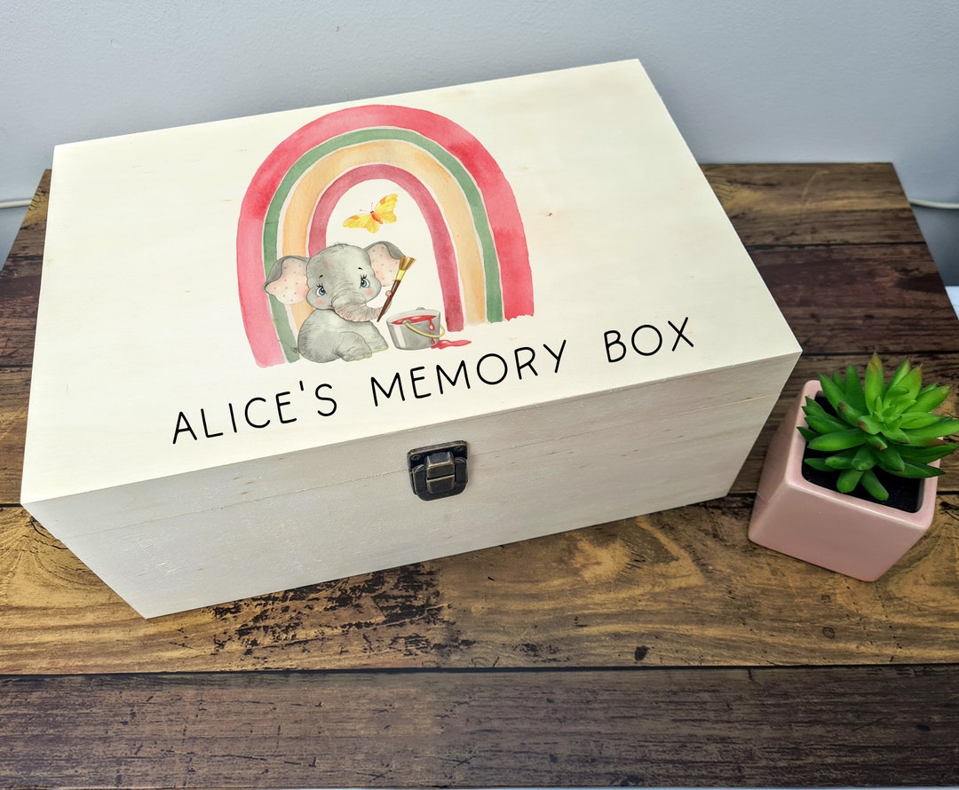 Wooden Personalised Rainbow Baby Box, Wooden Keepsake Box for New Baby ...