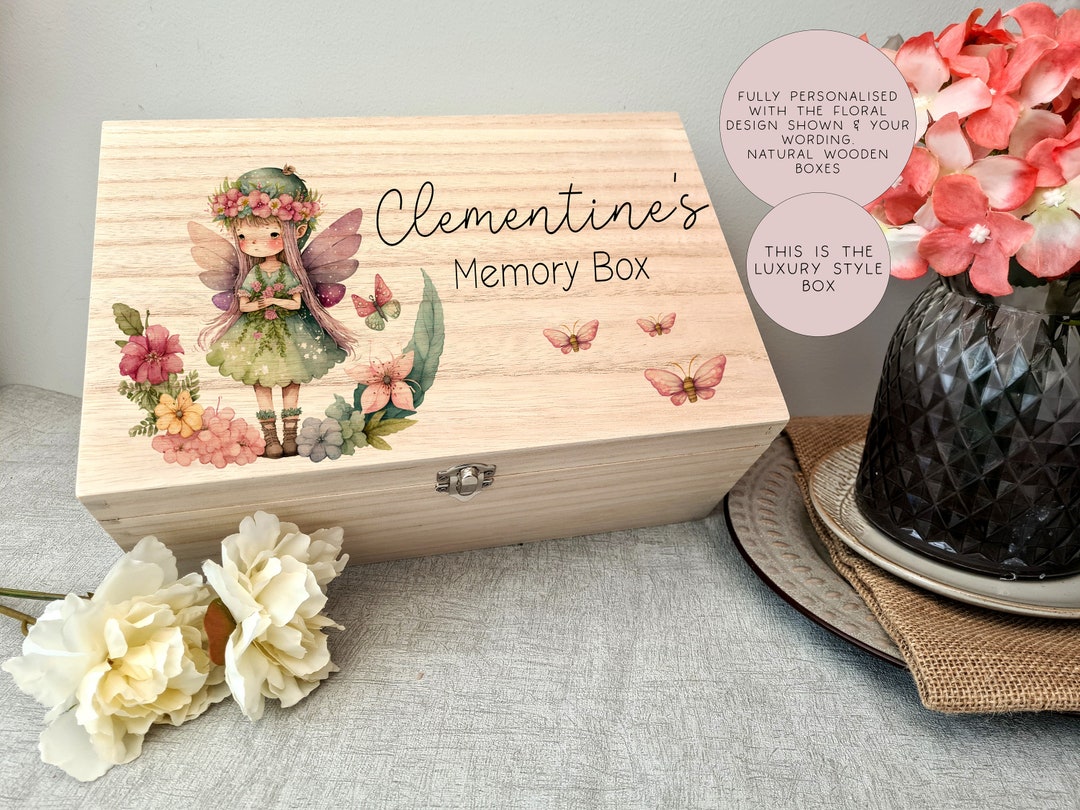 Wooden Personalised Girl Keepsake Memory Box, Birthday Keepsake Box ...