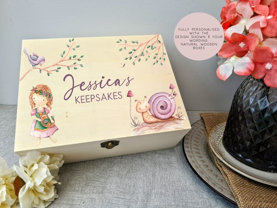 Wooden Personalised Girl Keepsake Memory Box Birthday | Etsy