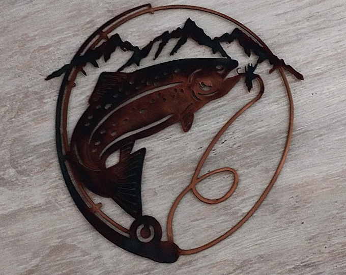 Trout Metal Wall Art, Fly Fishing Sign, Gift for Fisherman, Trout ...