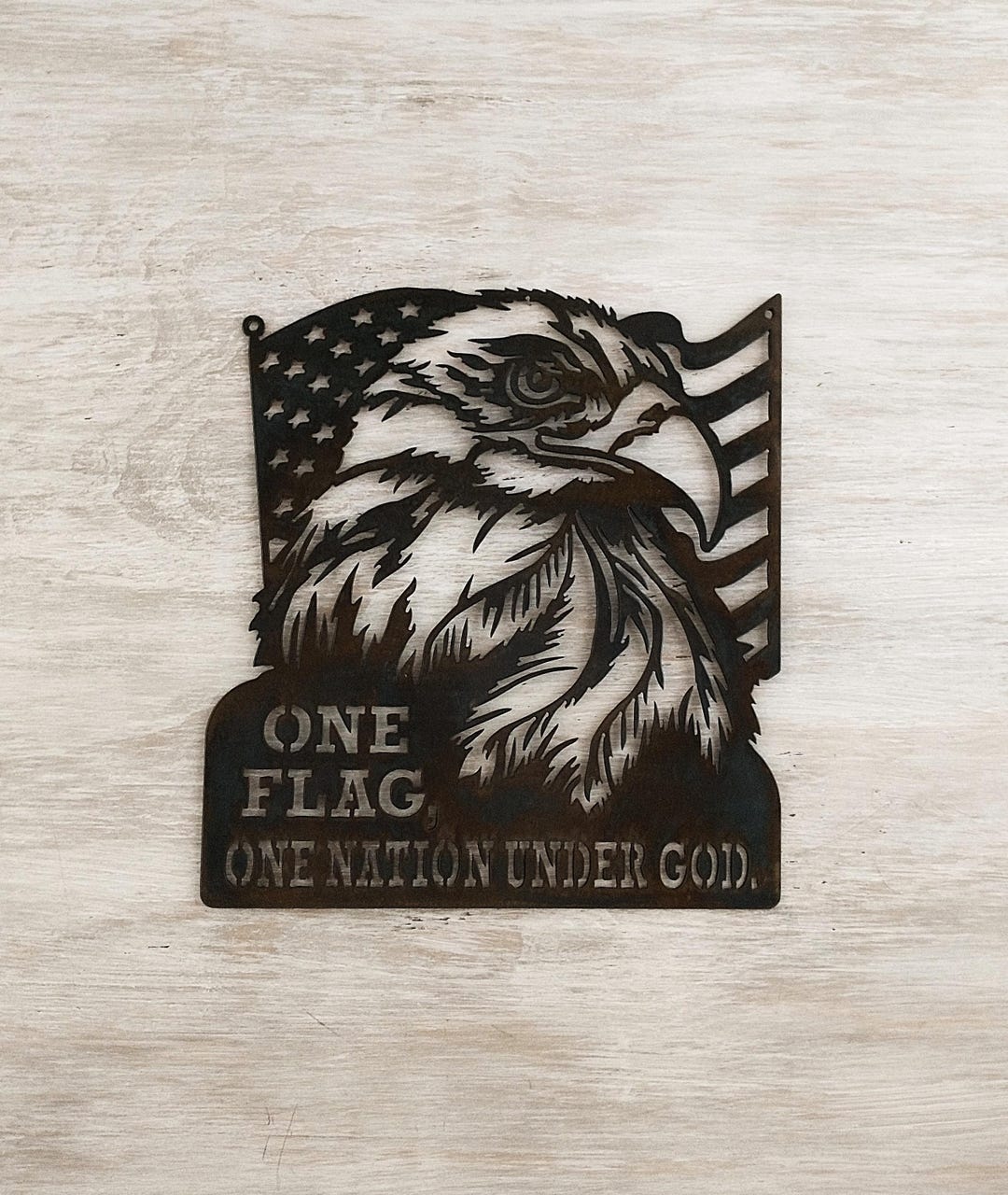 One Flag One Nation Sign, American Flag Wall Art, Eagle and Flag Sign ...