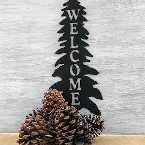 Metal Welcome Sign, Pine Tree Welcome Sign, Rustic Welcome Sign, Cabin ...