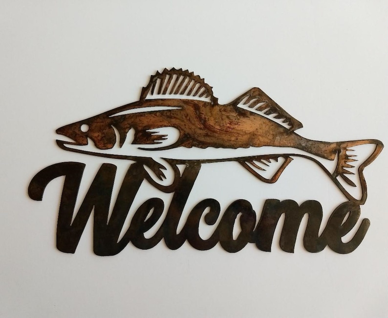 Walleye Welcome Sign Metal Walleye Decor Gift for Fisherman - Etsy