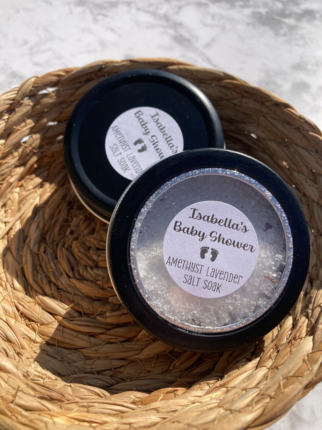 Bath Salt Baby Shower Favor, Amethyst Lavender Salt Soak Favor, Eco ...