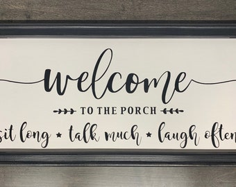 Welcome to the Porch Hanging Canvas Sign, Hanging Porch Wall Decor ...