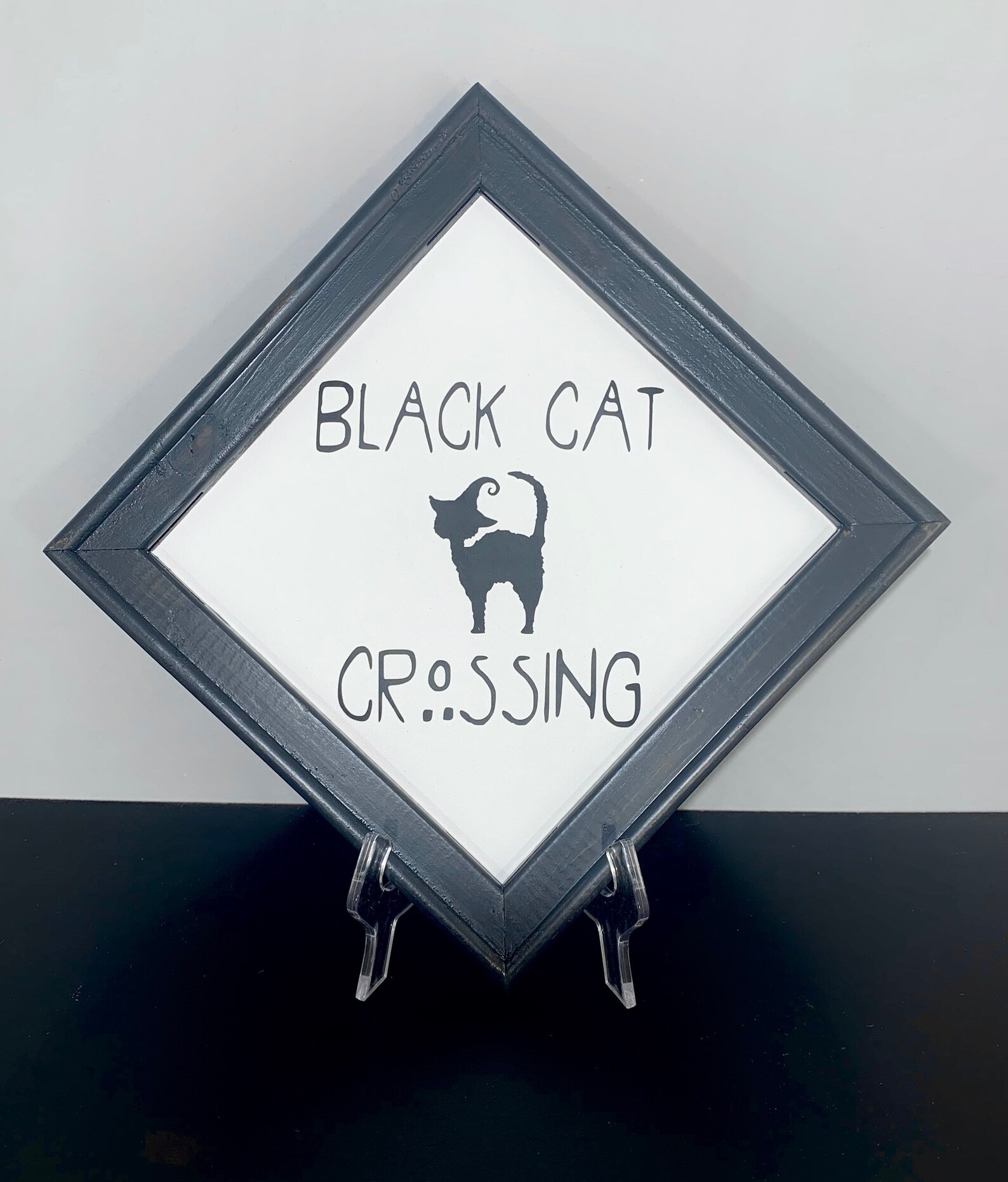 Black Cat Crossing Sign | Etsy