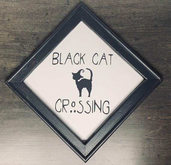 Black Cat Crossing Sign - Etsy
