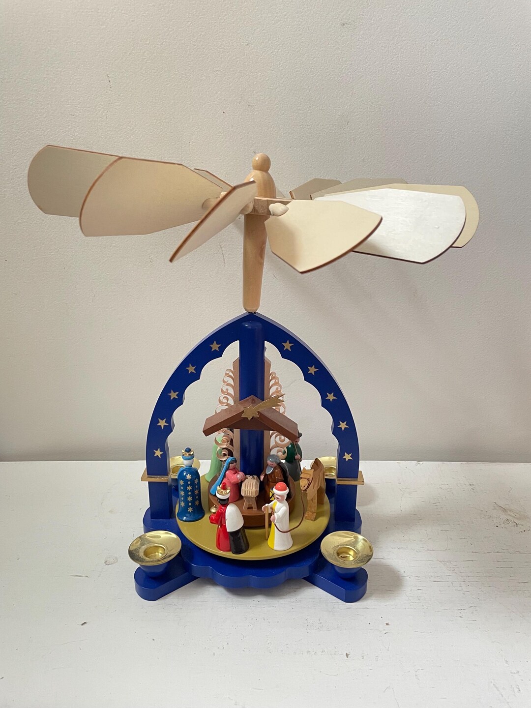 Christmas Pyramid Nativity Scene, Vintage German Candle Carousel, Holy ...
