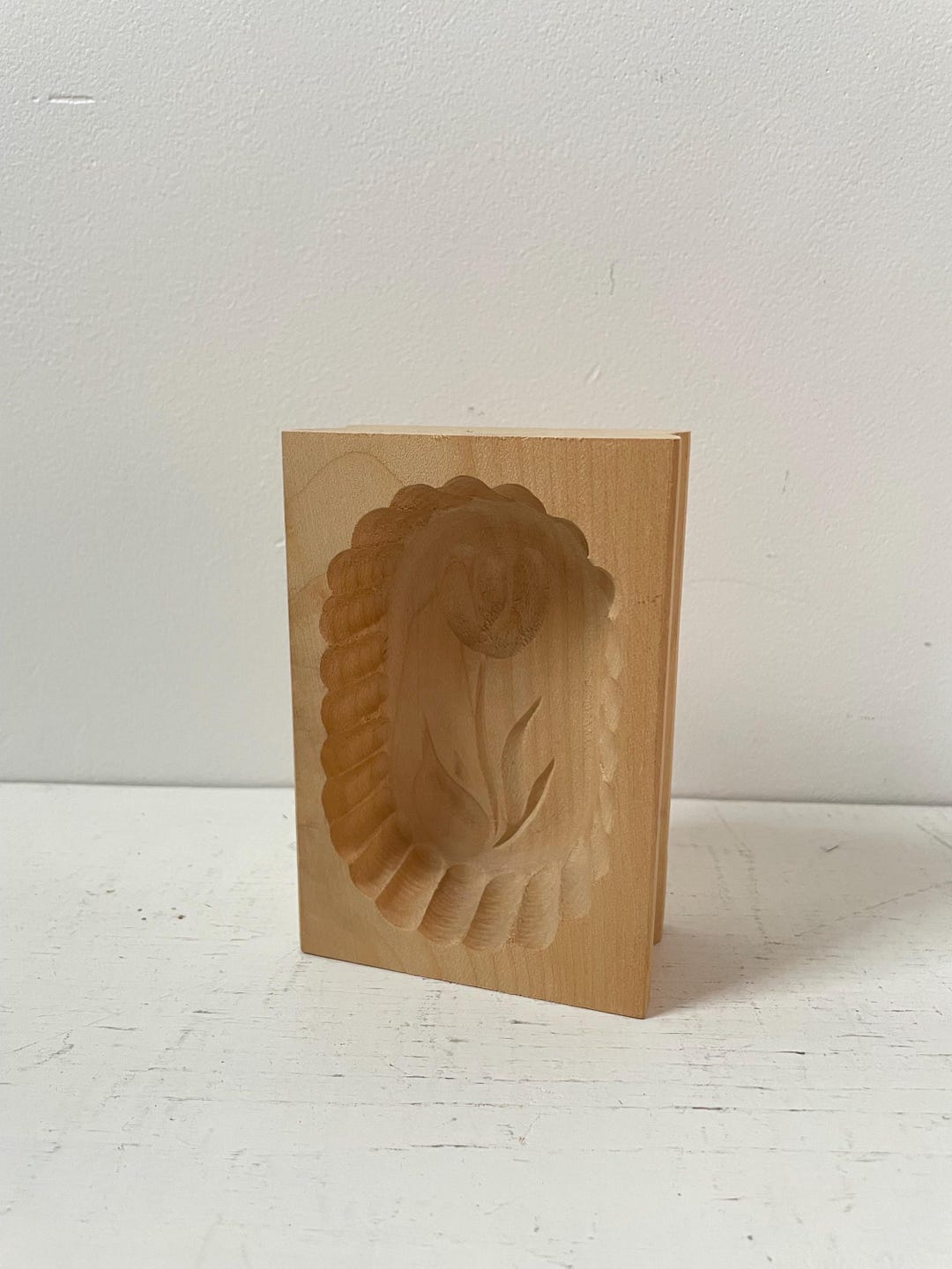 Carved Wood Butter Mold, Vintage Floral Tulip Cooking Mold, Wooden ...