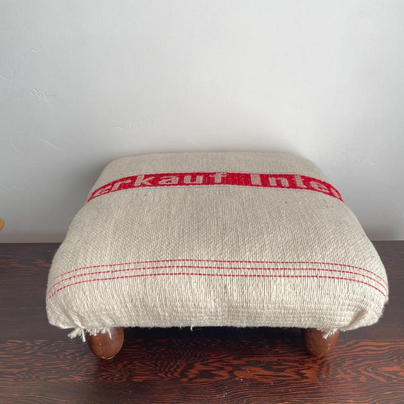 Red Stripe Ottoman Stool - Etsy