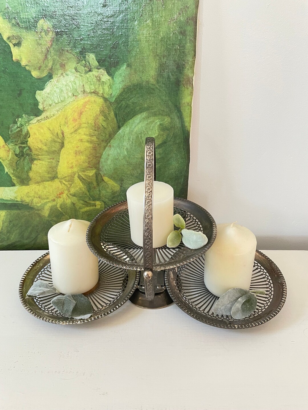 Silver 3 Tier Folding Tray, Vintage Silver Plated Sandwich Platter ...