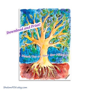 Printable Bar Mitzvah Card Digital Download Tree of Life - Etsy