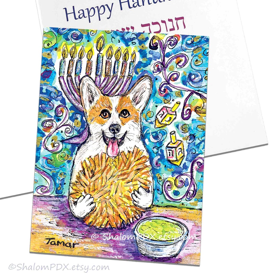 Happy Hanukkah Corgi Cards: Watercolor Jewish Dog Art - Etsy