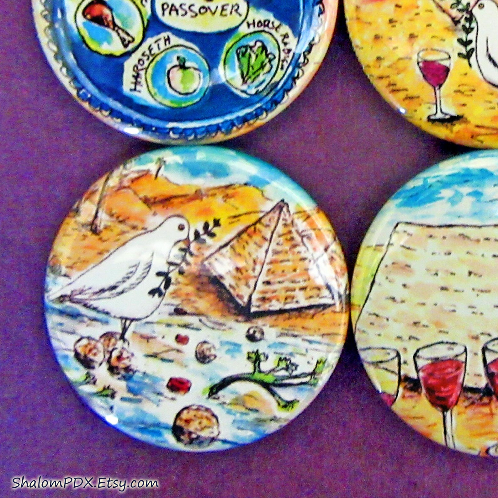 Passover Cat Magnets | Watercolor Tabby, Peace Dove Seder Decor - Etsy