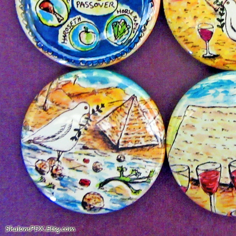 Passover Cat Magnets | Watercolor Tabby, Peace Dove Seder Decor - Etsy
