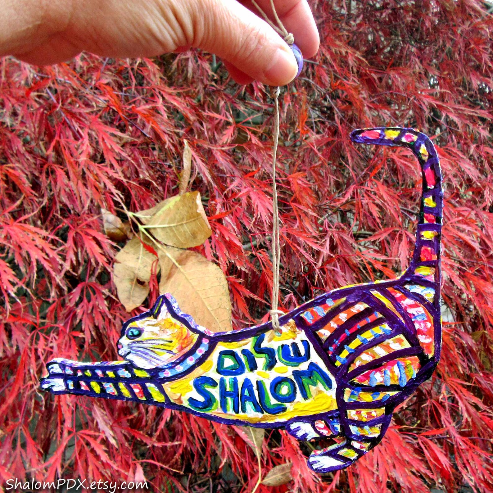 Cat Welcome Shalom Sign Cat Lover Home Hebrew English Gift - Etsy