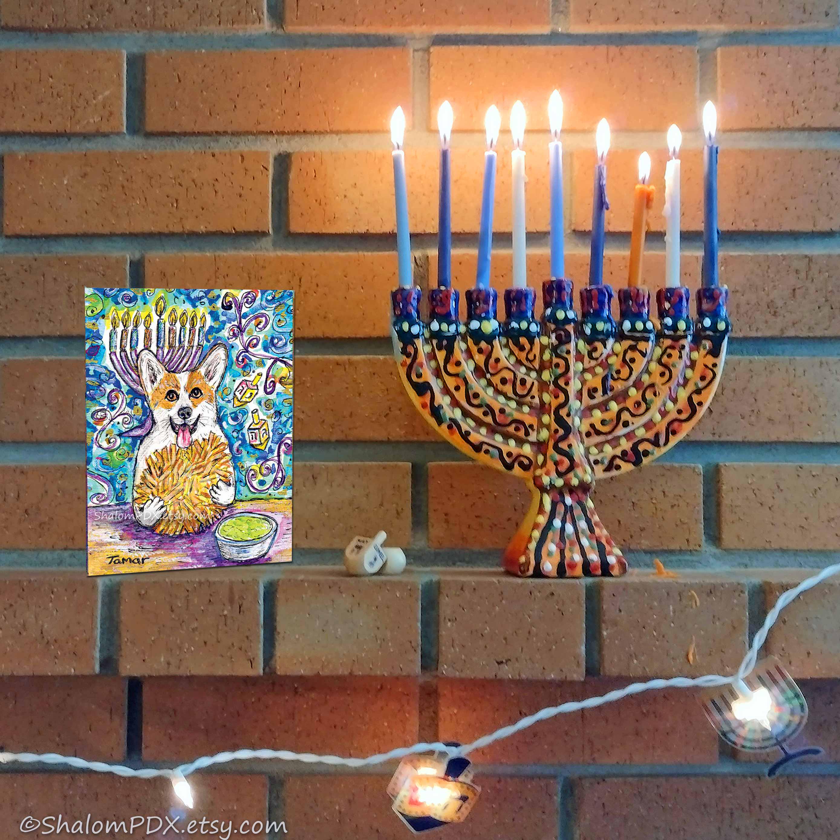 Happy Hanukkah Corgi Cards: Watercolor Jewish Dog Art - Etsy
