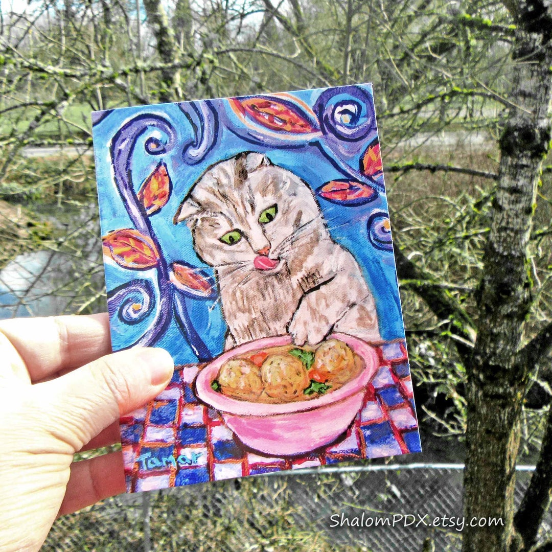 Jewish Cat Cards, Matzo Ball Soup, Rosh Hashanah, Passover Cards, Funny ...