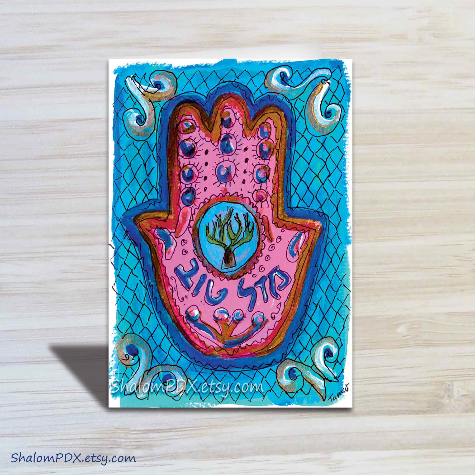 Printable Mazel Tov Card: Hamsa Hand, Tree of Life (digital Download ...