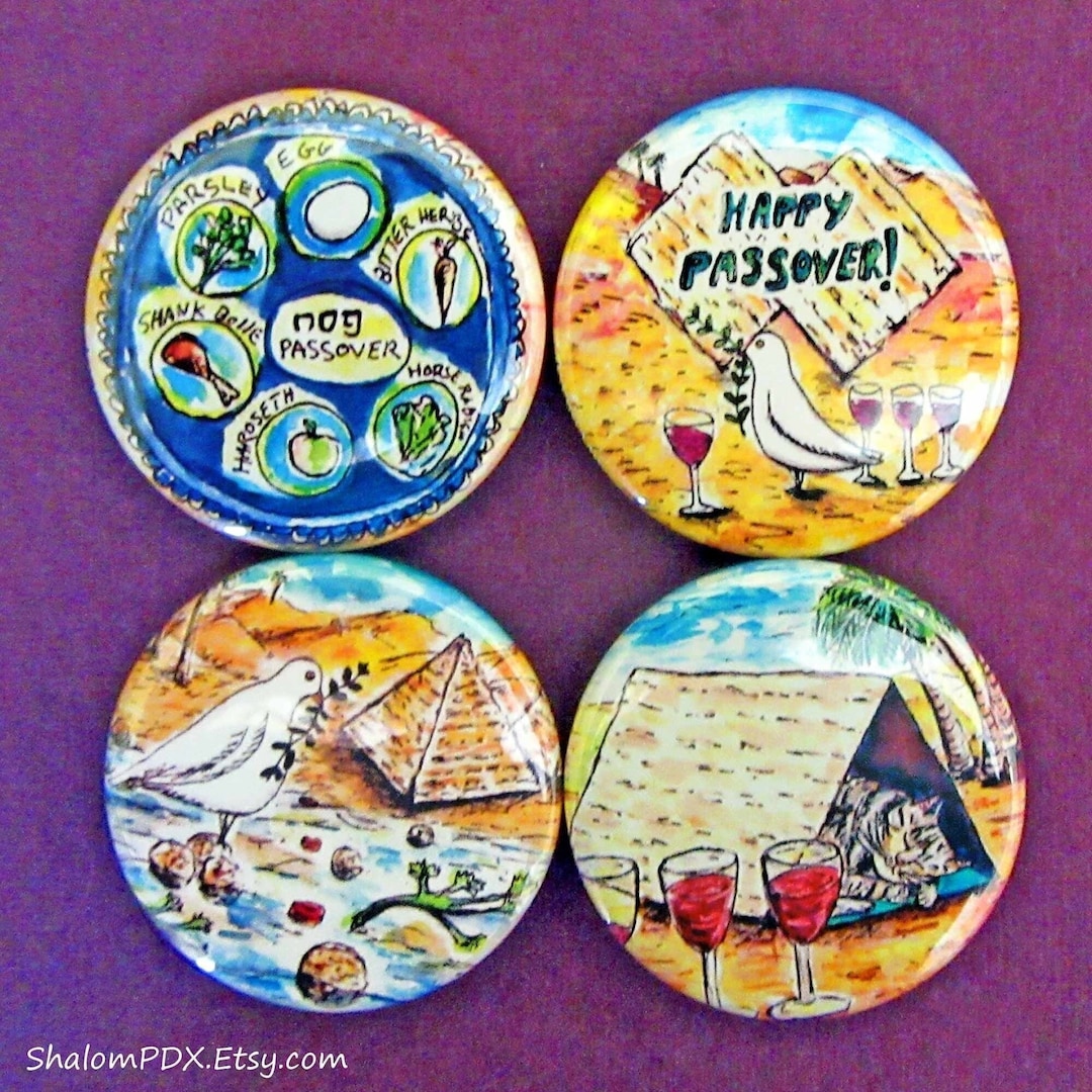 Passover Gift, Funny Jewish Magnets, Pesach Plate, Whimsical Cat ...