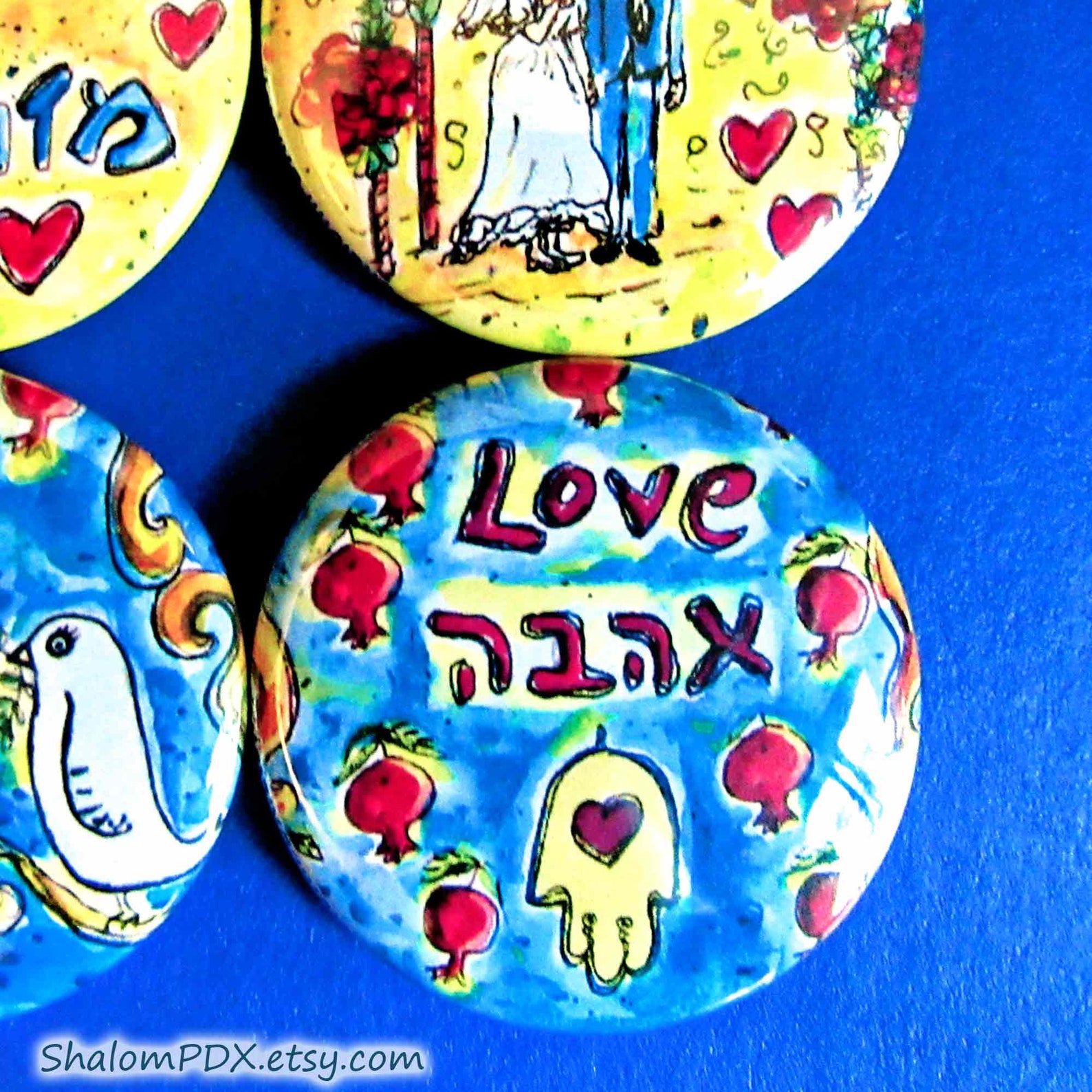 Jewish Wedding Magnet Set, Mazel Tov Gift, Jewish Gifts, Judaica Art ...