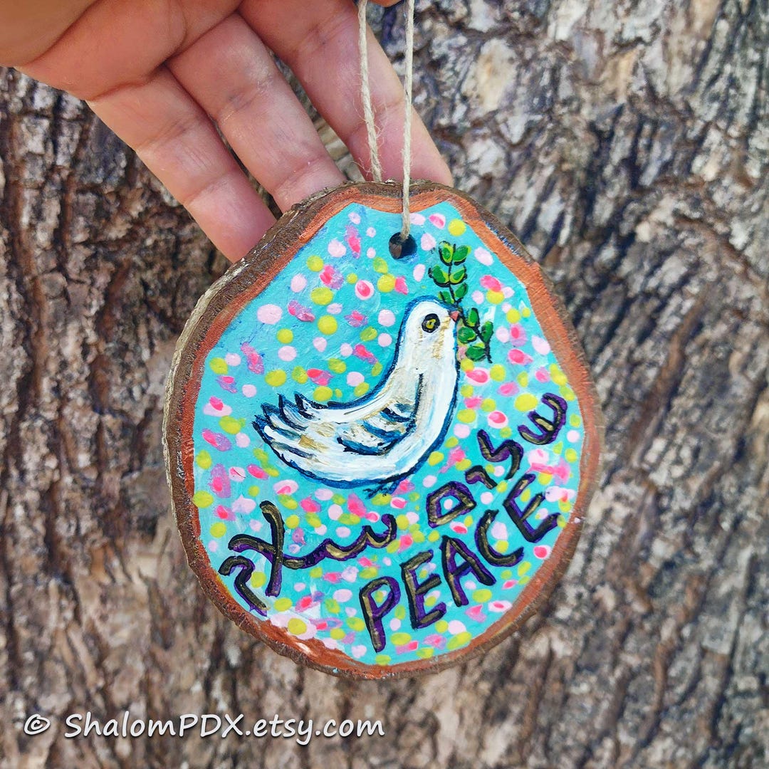 Shalom Salam Peace Wood Ornament: Hand-painted Middle East Unity Art - Etsy