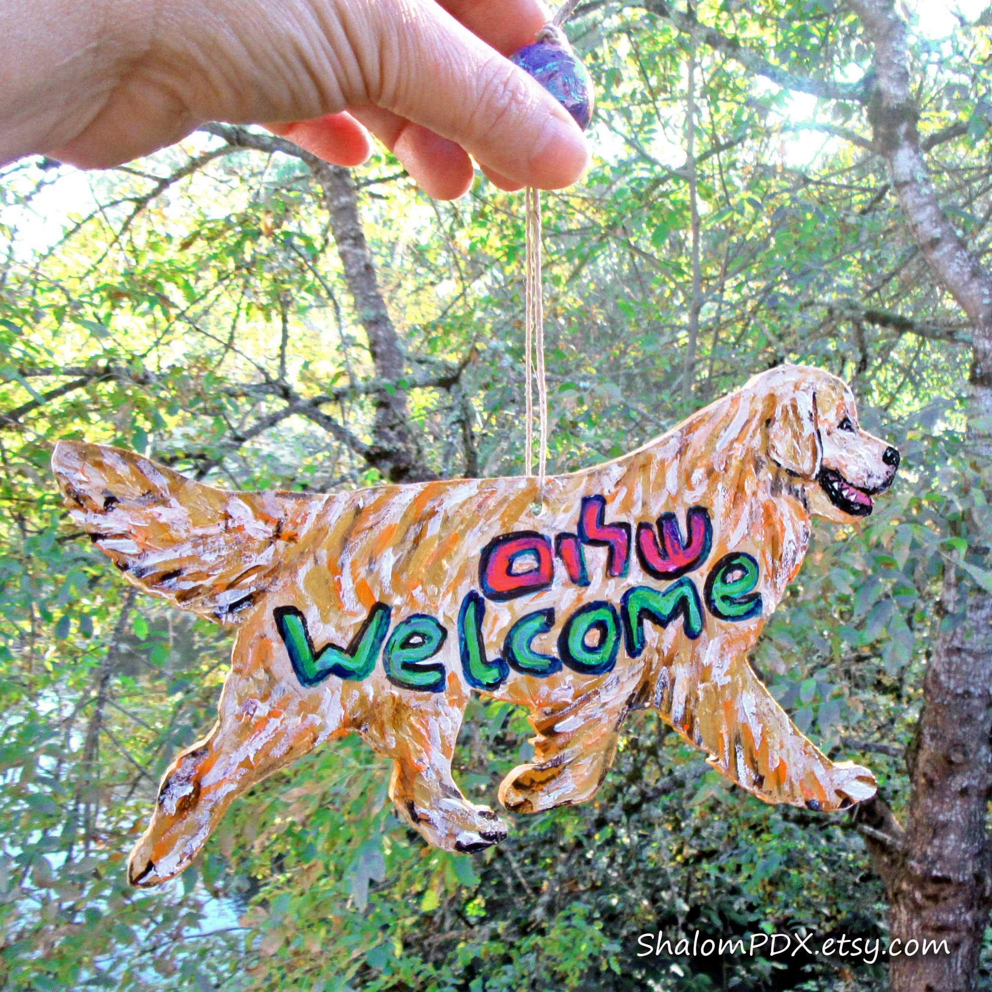 Golden Retriever Welcome Shalom Sign Dog Lover Home Hebrew - Etsy