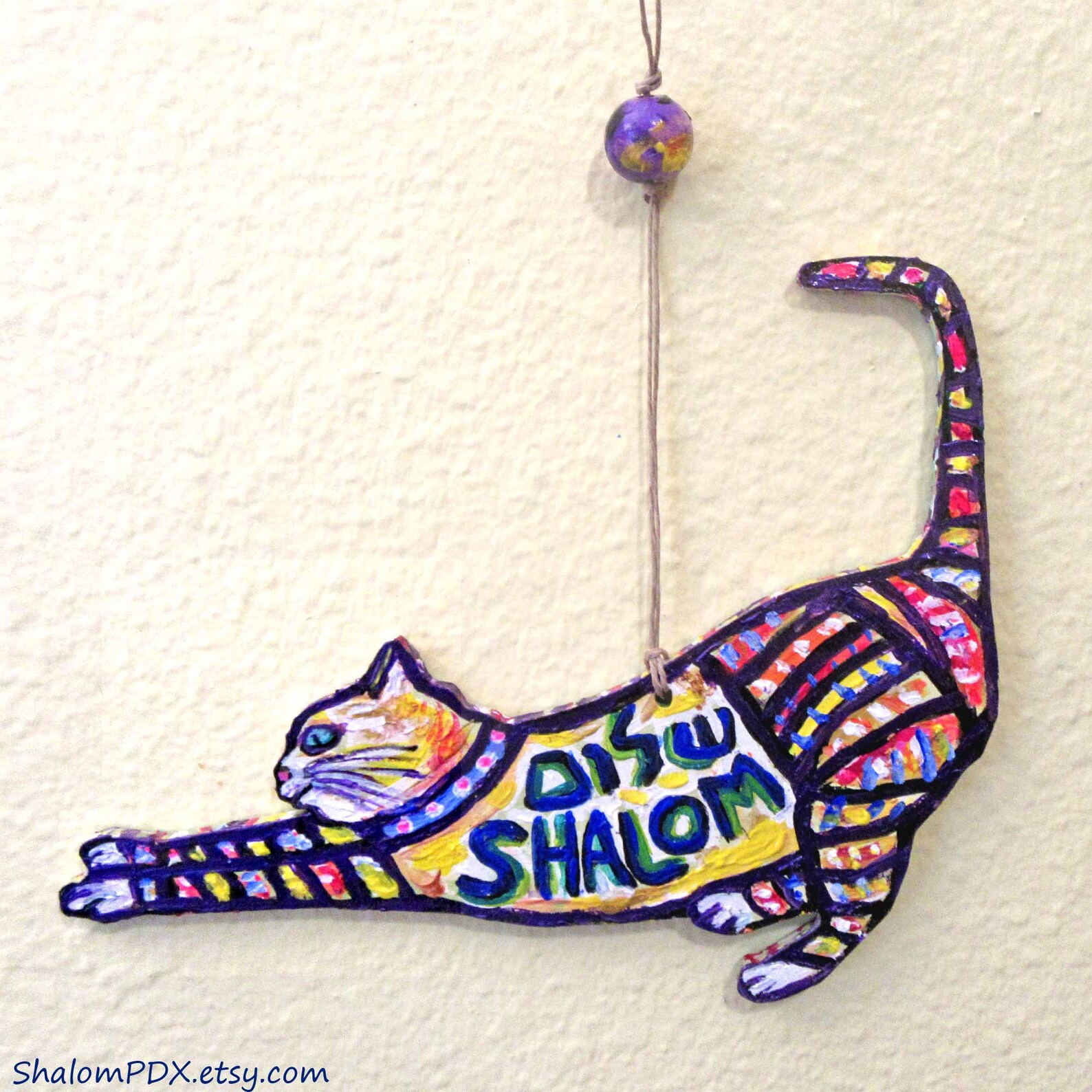 Cat Welcome Shalom Sign Cat Lover Home Hebrew English Gift - Etsy