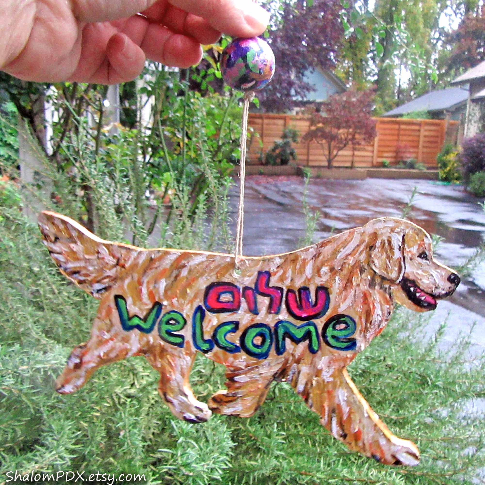 Golden Retriever Welcome Shalom Sign Dog Lover Home Hebrew - Etsy