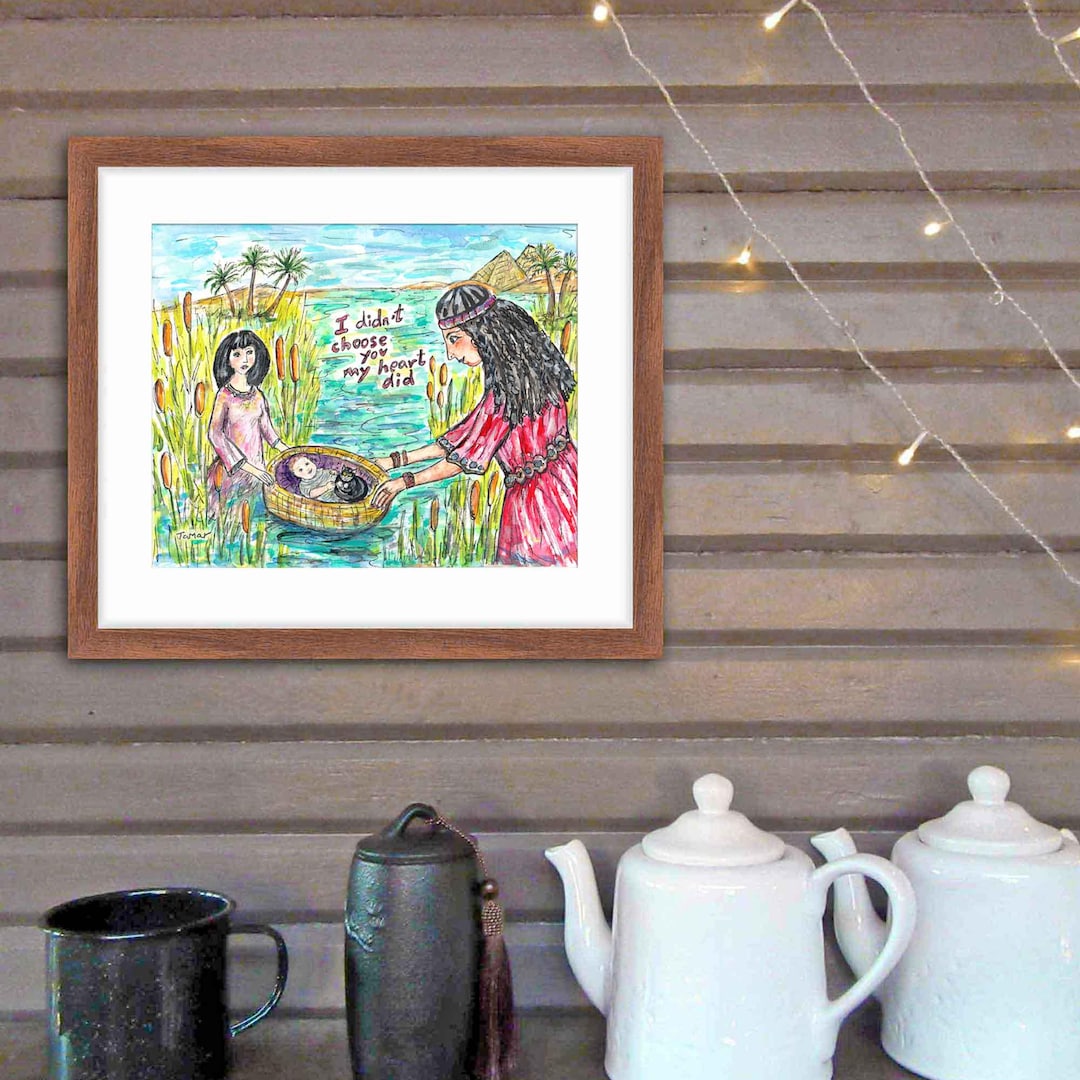 Pintura original en acuarela de Moisés y Miriam / Arte bíblico ...