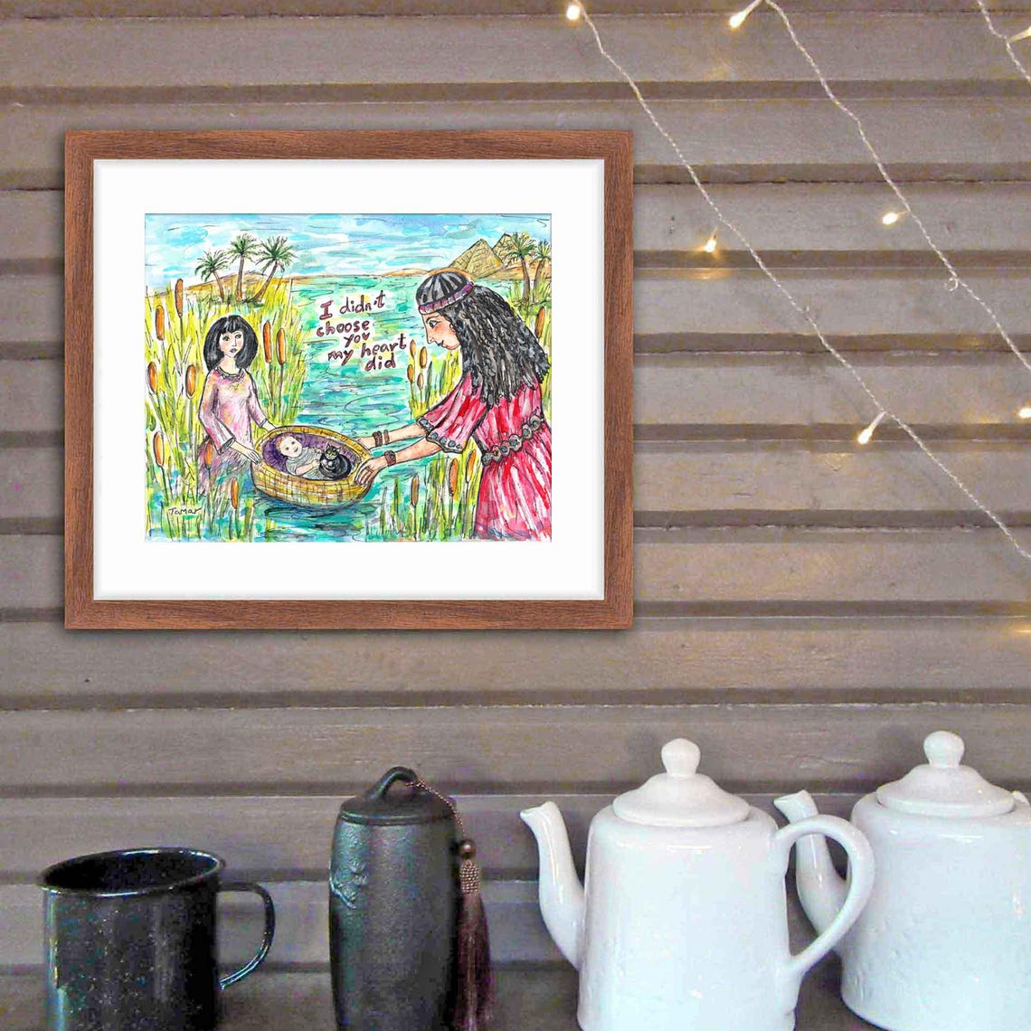 Pintura original en acuarela de Moisés y Miriam / Arte bíblico ...