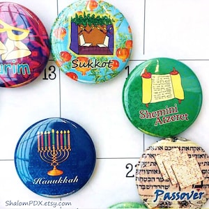 Jewish Holidays Calendar 1.5" Magnet Set, Pinback Buttons, Passover ...