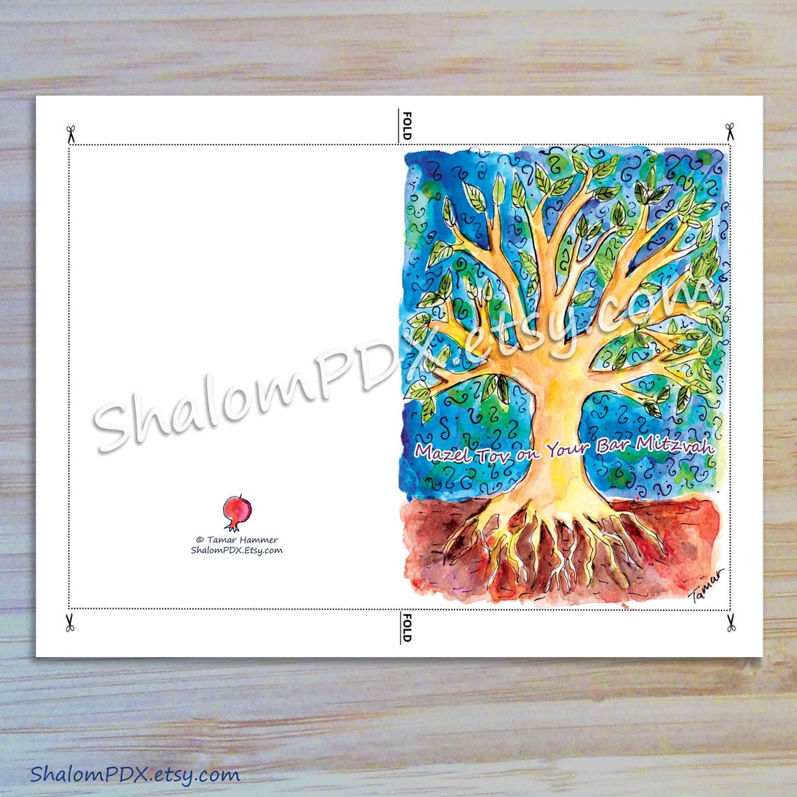 Printable Bar Mitzvah Card Digital Download Tree of Life - Etsy