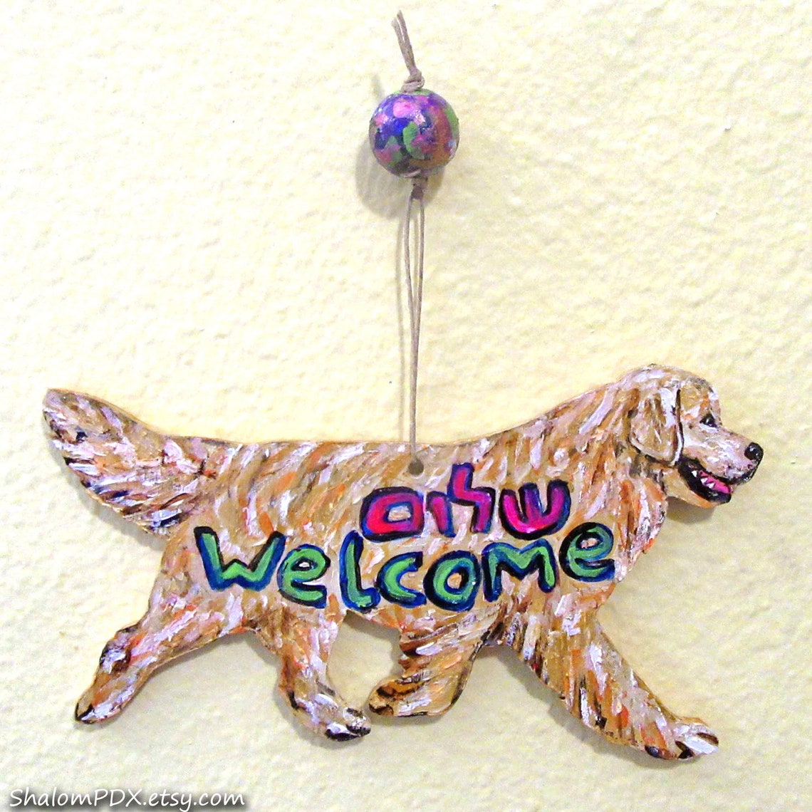 Golden Retriever Welcome Shalom Sign Dog Lover Home Hebrew - Etsy
