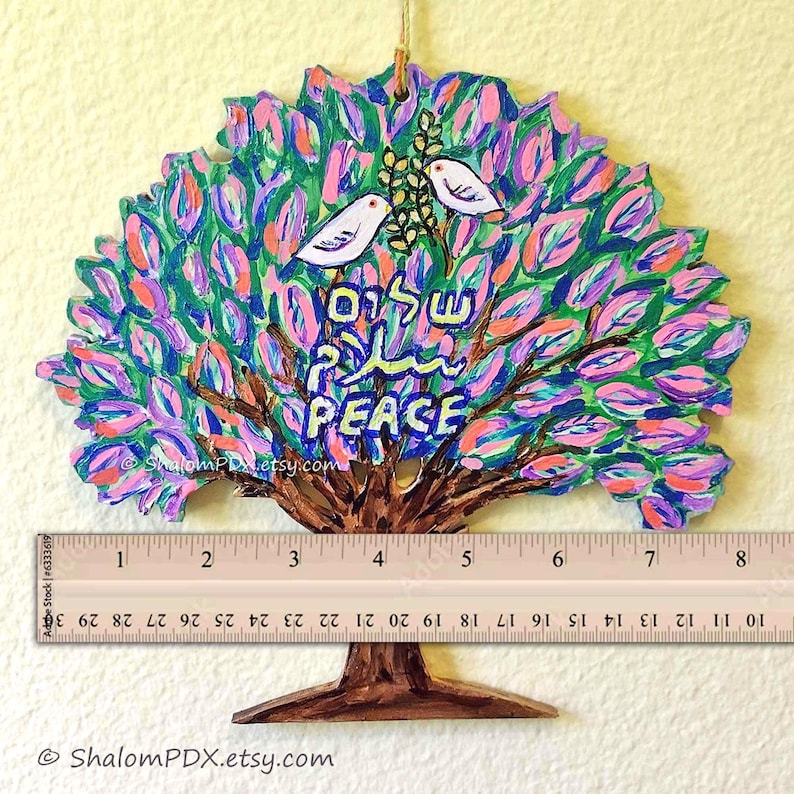 Peace Shalom Salam Sign: Tree of Life Judaica Art, Hand-painted Wood - Etsy