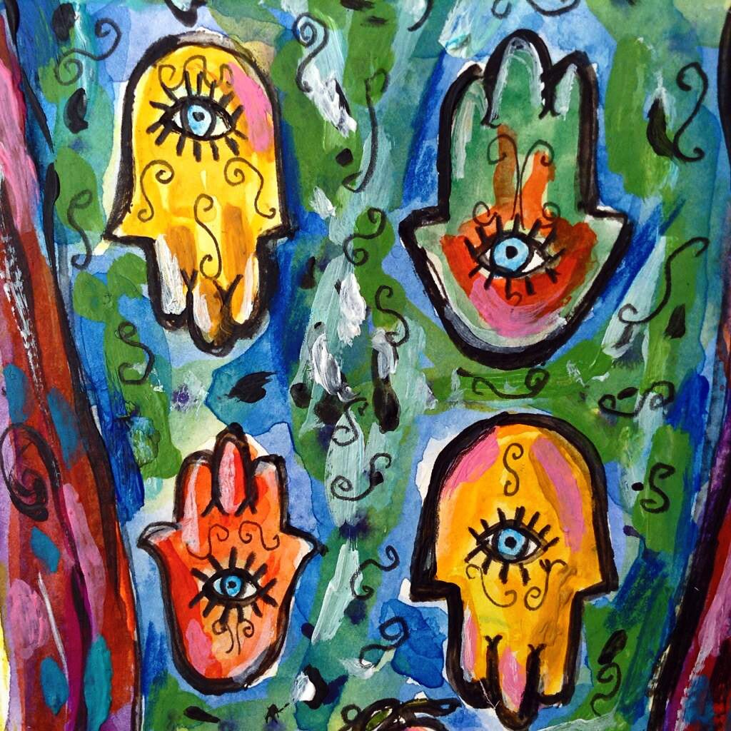 Hamza Hand Painted Card Judaica Art Hamsa Jewish Gifts - Etsy