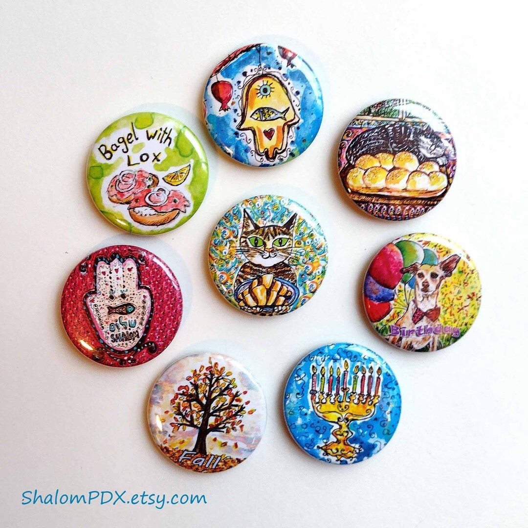 1.5 Fridge Magnet Collection, Judaica Art, Cat Mom, Mix and Match ...