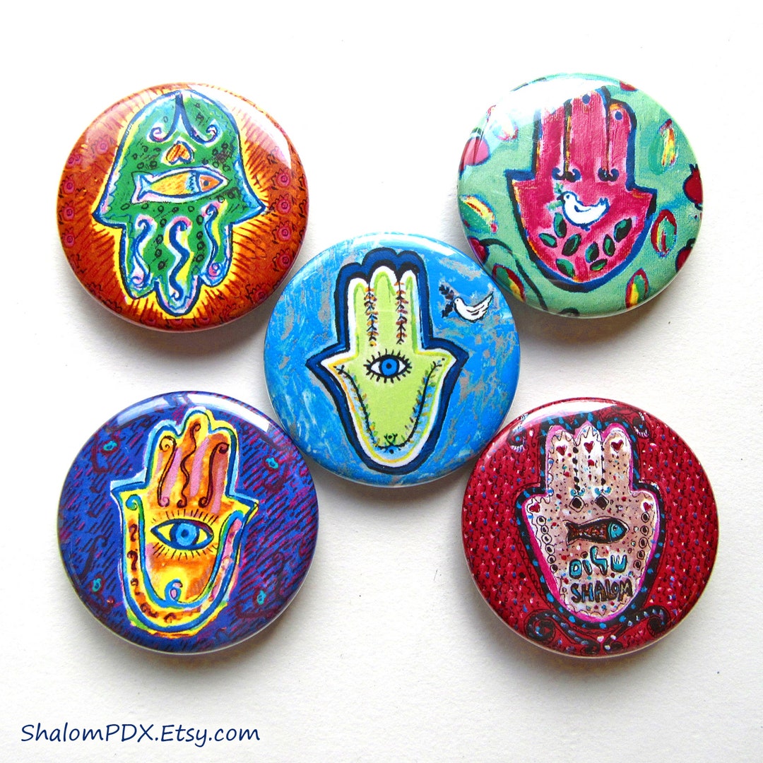 Jewish Gifts, Hamsa Hand Magnet Set, Good Luck Gift ,jewish Art, Chamsa ...