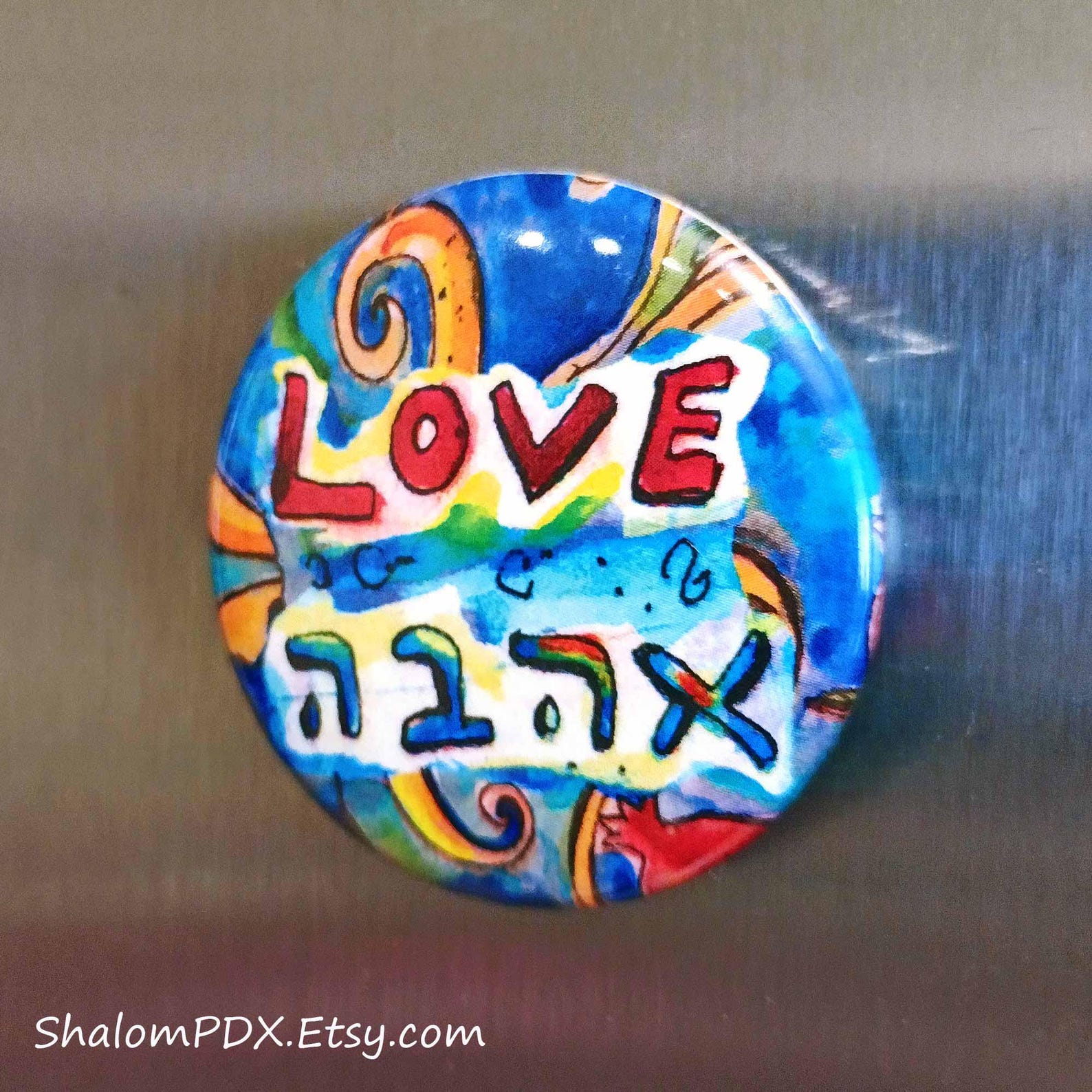 Love and Peace Magnet Set, Ahavah and Shalom Fridge Magnets, Jewish ...
