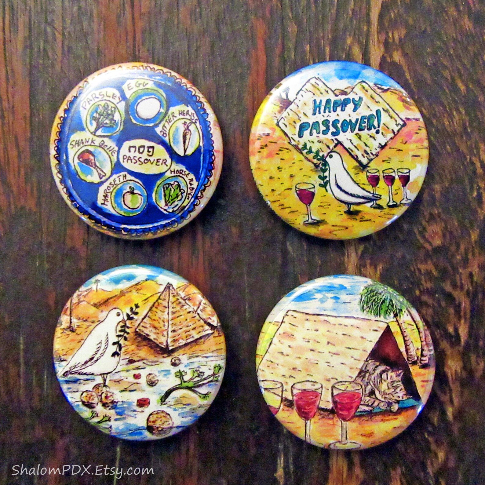 Passover Cat Magnets | Watercolor Tabby, Peace Dove Seder Decor - Etsy