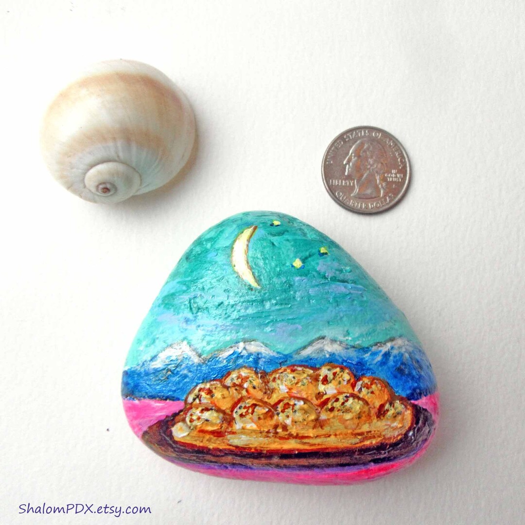 Painted Challah Bread Rock Stone Painting Whimsical Jewish - Etsy