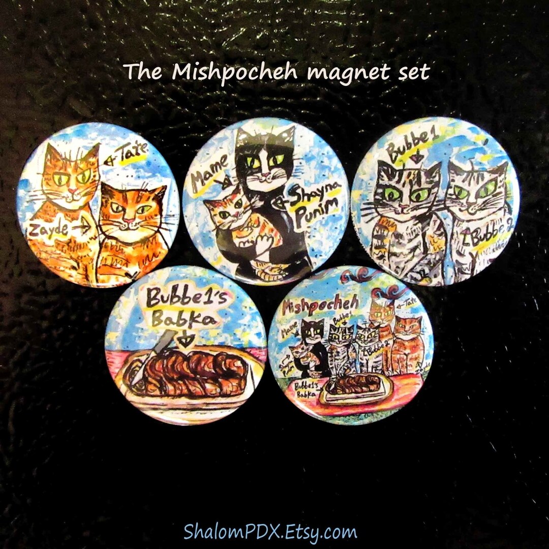 Jewish Cat Family Fridge Magnet Set Yiddish-themed - Etsy Canada