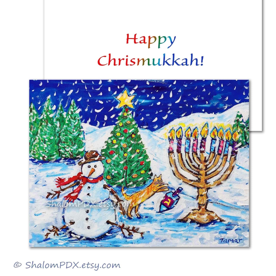 Hanukkah Christmas Cards, Funny Winter Holidays Cat Cards, Happy ...